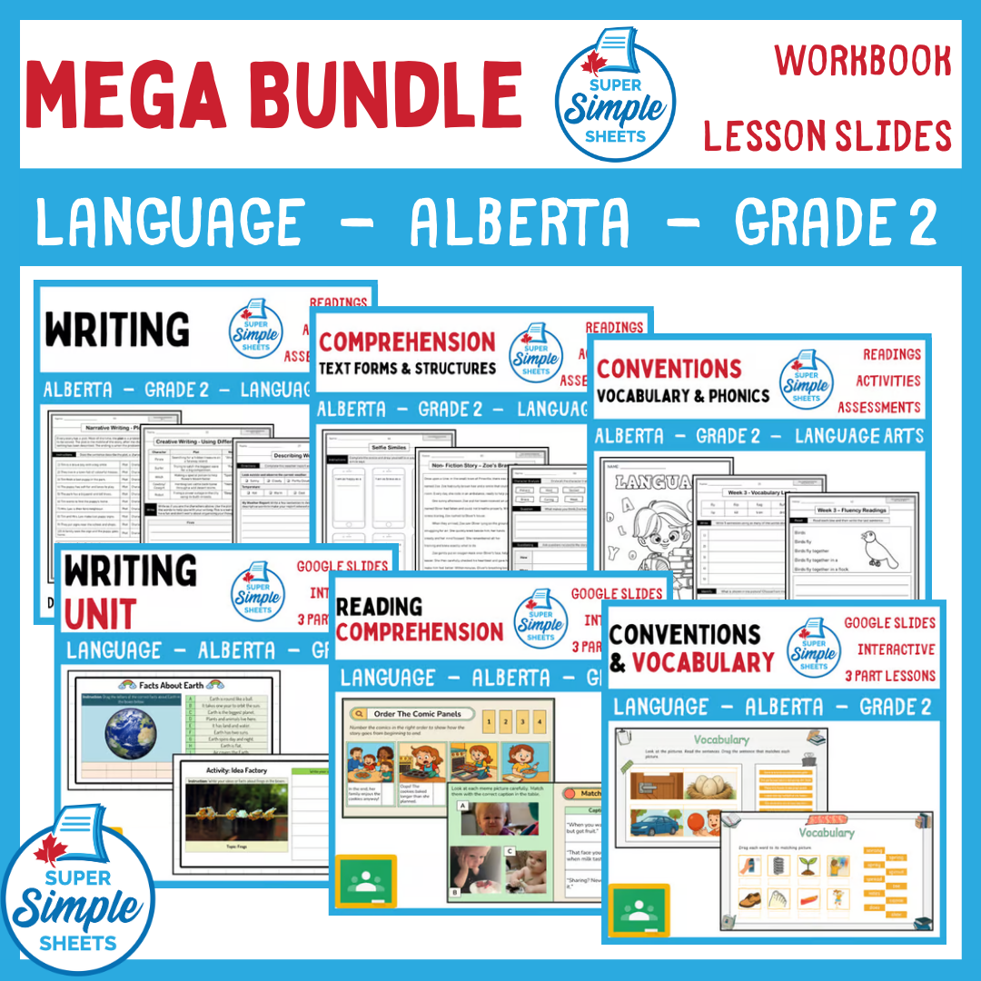 Grade 2 - Alberta Language - Lessons/Workbook Mega Bundle – Super ...