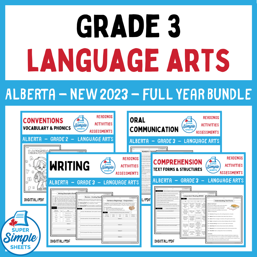 Alberta Grade 3 Language Arts ELA - FULL YEAR BUNDLE - NEW 2023 Curric ...