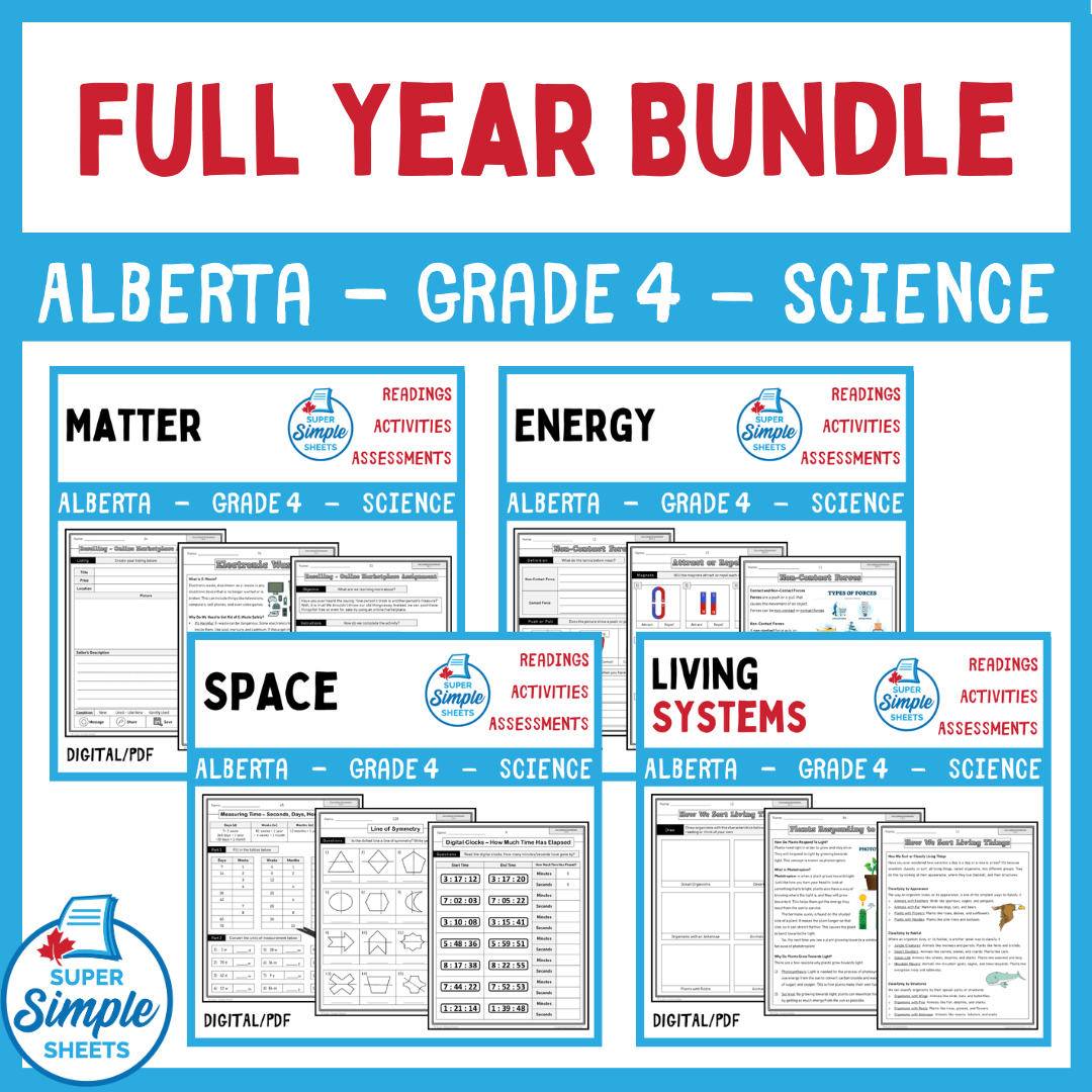 Science - Alberta Grade 4 - FULL YEAR BUNDLE - NEW 2023 Curriculum ...