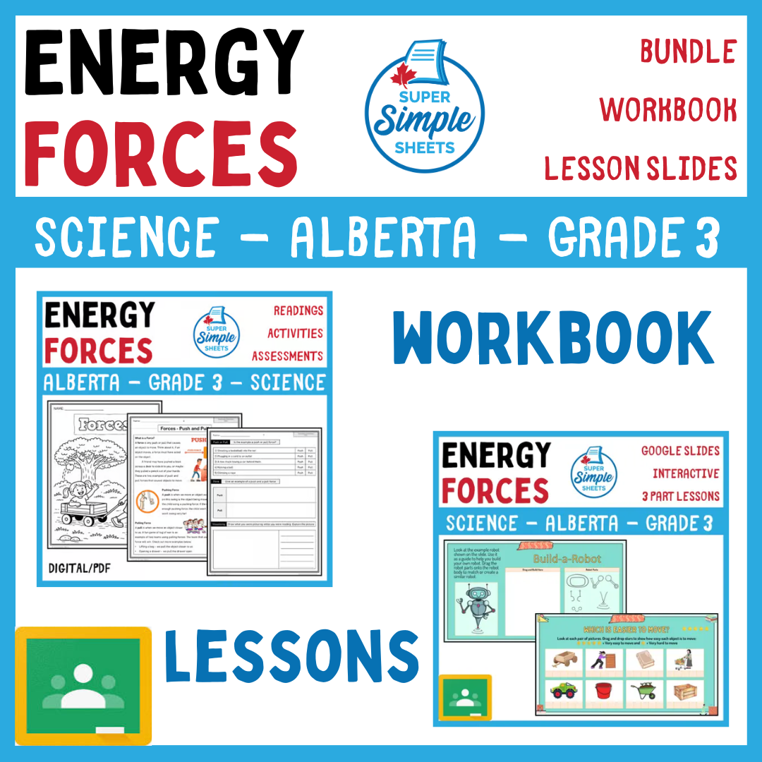 Grade 3 - Energy Forces - Alberta Science - Lesson/Workbook Bundle ...