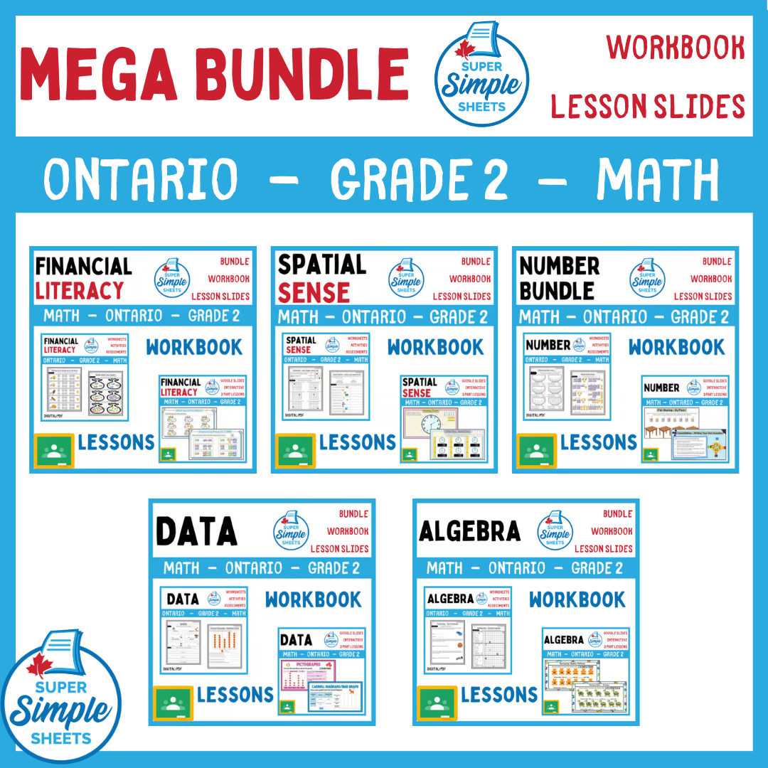 Grade 2 - Ontario Math - Lessons/Workbook Mega Bundle – Super Simple Sheets