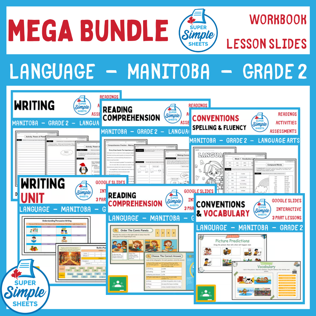 Grade 2 - Manitoba Language - Lessons/Workbook Mega Bundle – Super ...