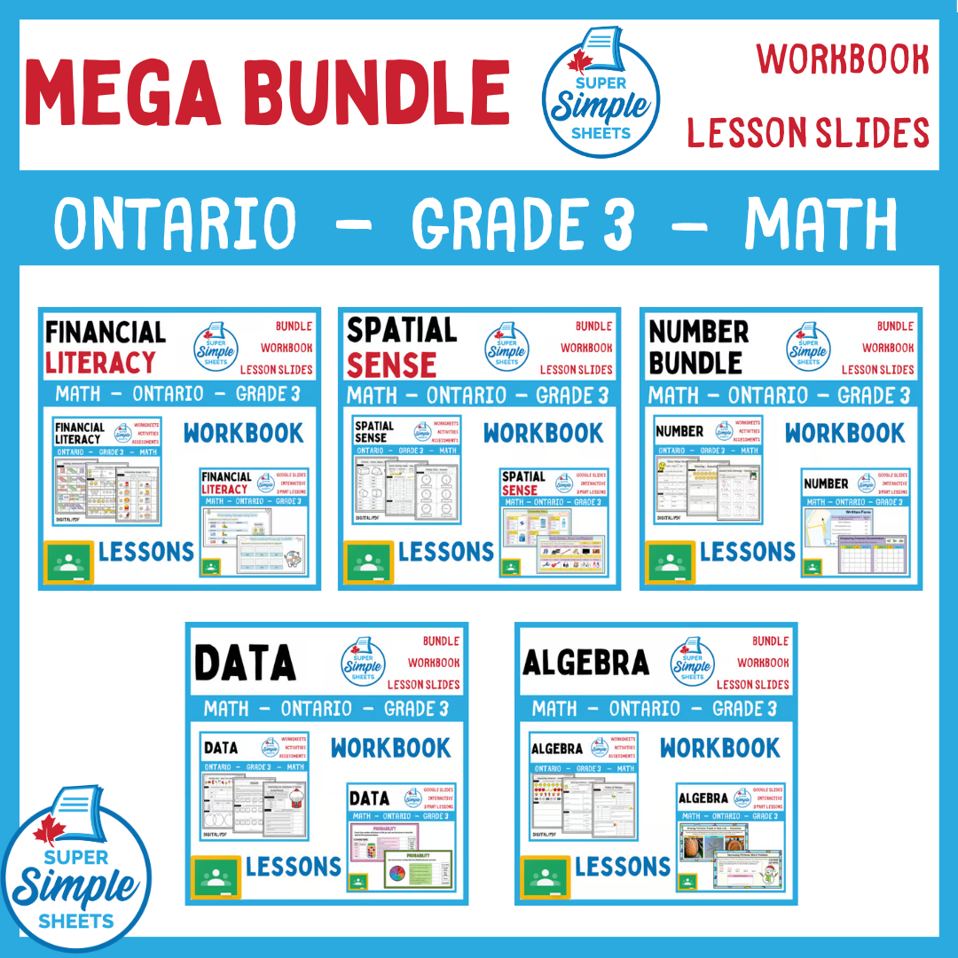 Grade 3 - Ontario Math - Lessons/Workbook Mega Bundle – Super Simple Sheets