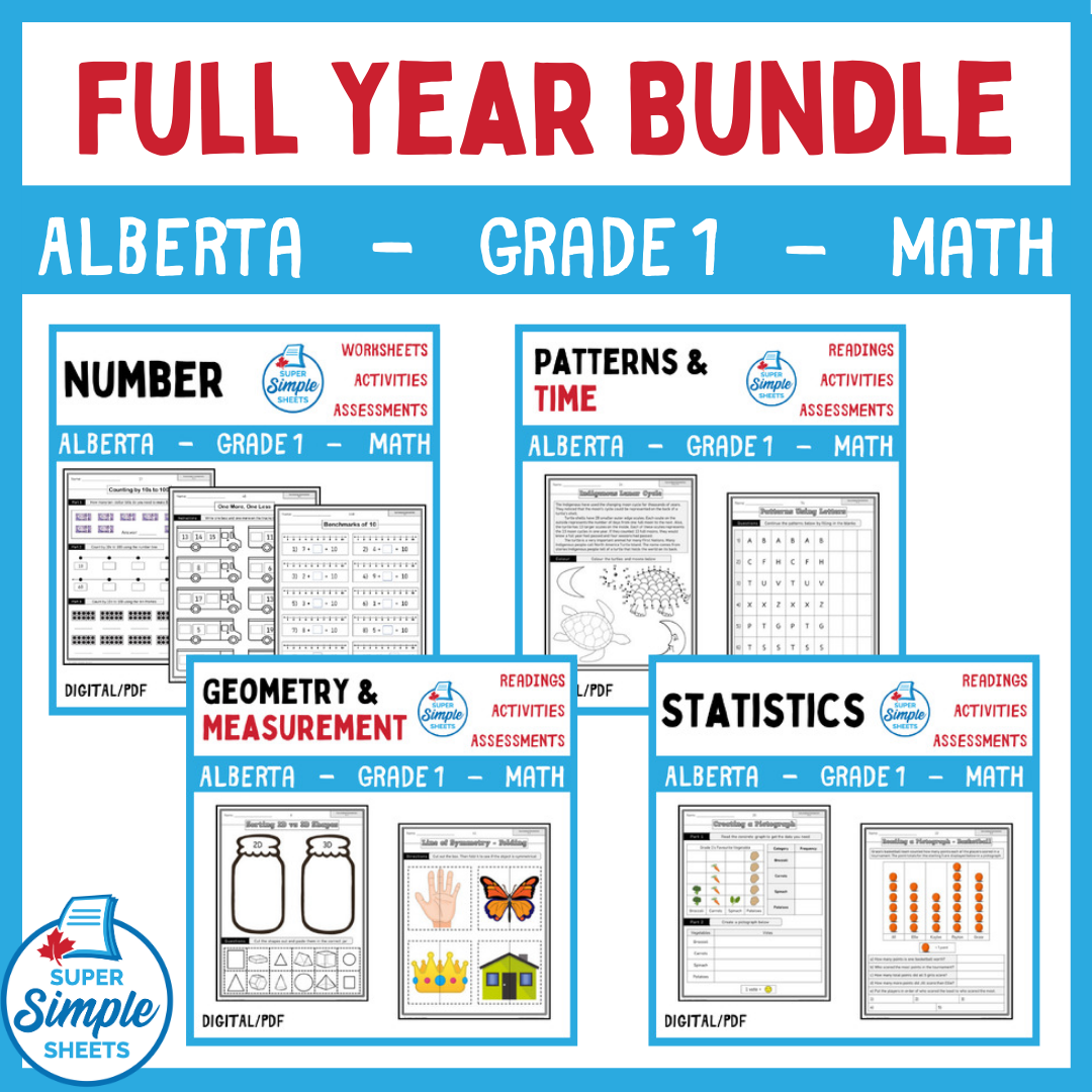 Grade 1 - Alberta Math - Full Year Bundle NEW 2022 – Super Simple Sheets