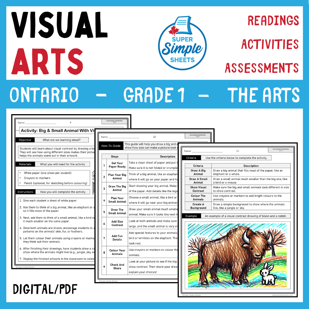 Ontario Arts Curriculum Grade 1 - Visual Arts – Super Simple Sheets