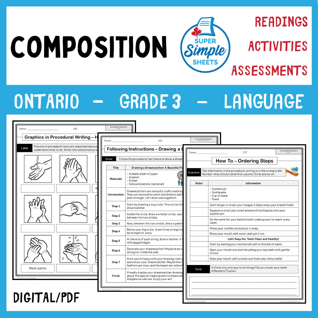 NEW 2023 Ontario Language - Grade 3 - Composition – Super Simple Sheets