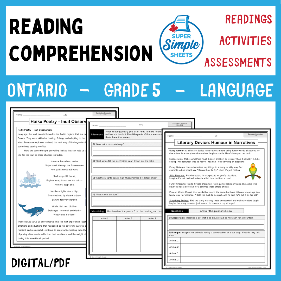 NEW 2023 Ontario Language - Grade 5 - Reading Comprehension – Super ...