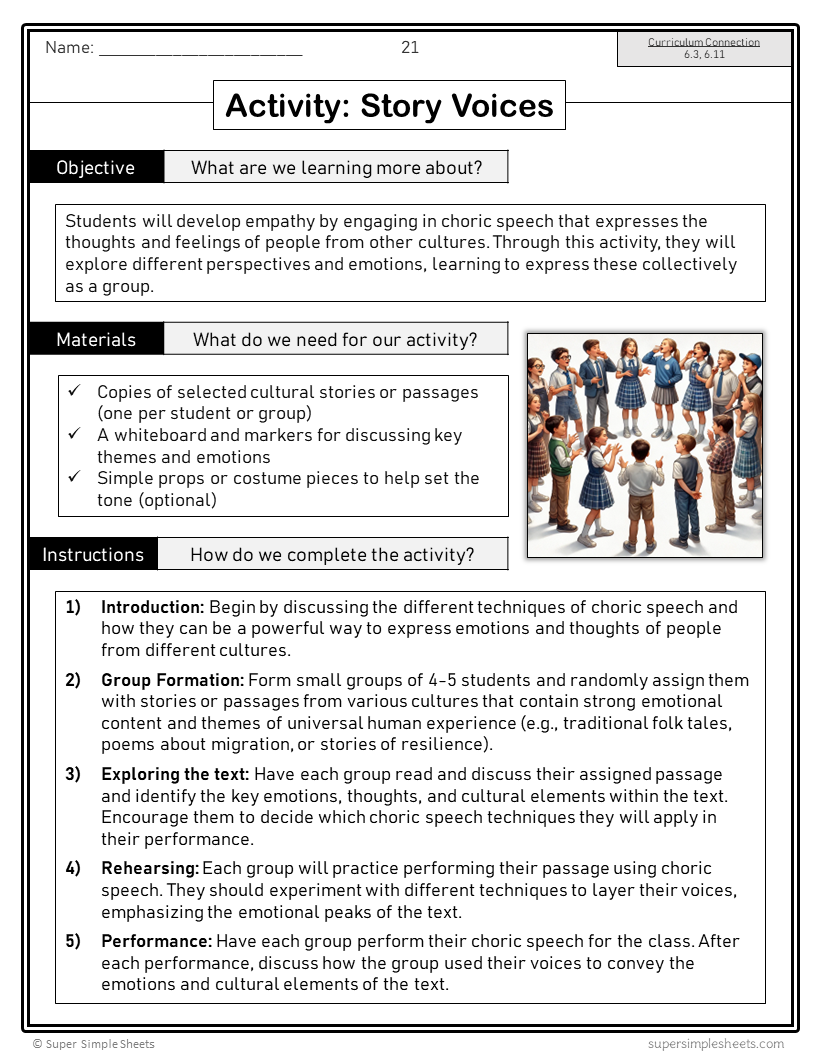 Alberta Fine Arts Curriculum Grade 6 - Drama - Full Year Unit – Super ...