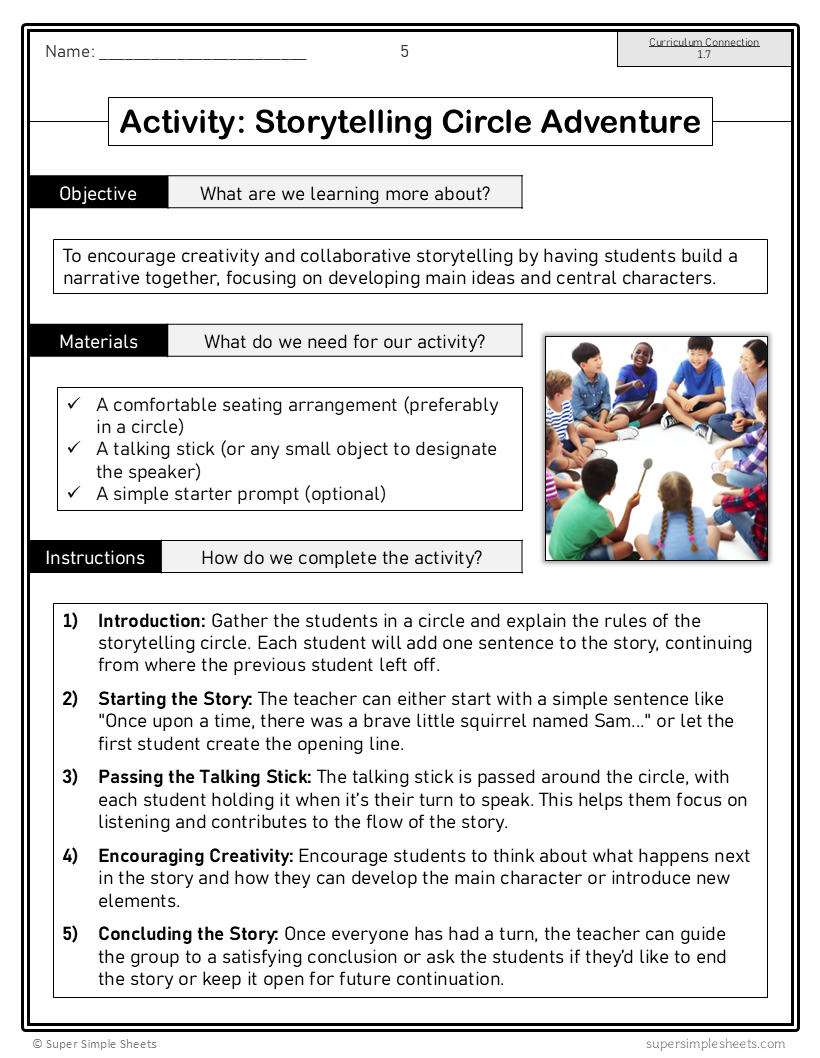 BC Arts Education - Grade 1 - Drama Unit – Super Simple Sheets