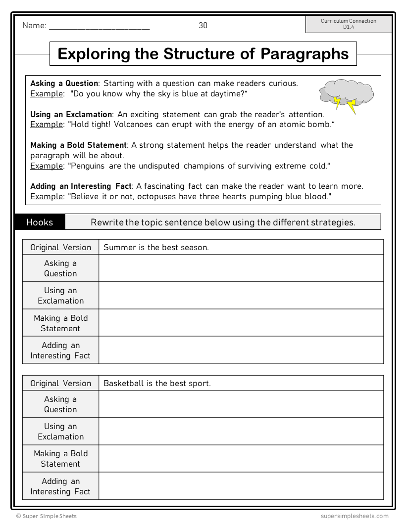 NEW 2023 Ontario Language - Grade 5 - Composition – Super Simple Sheets