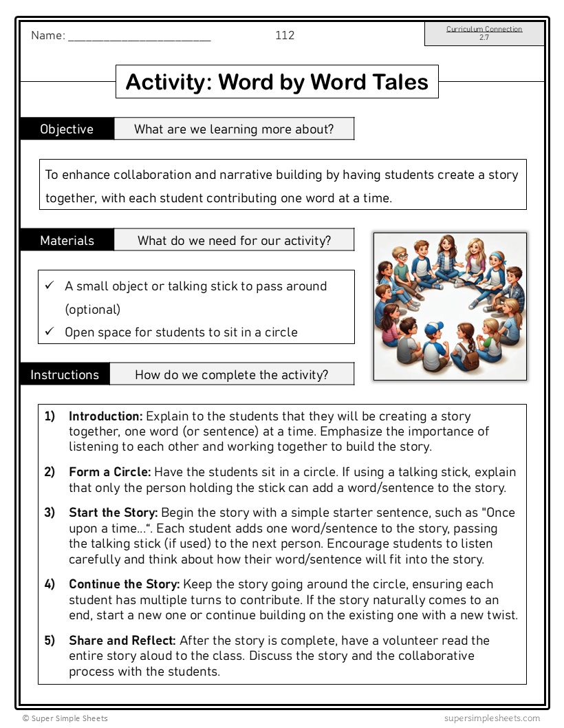 BC Arts Education - Grade 2 - Drama Unit – Super Simple Sheets
