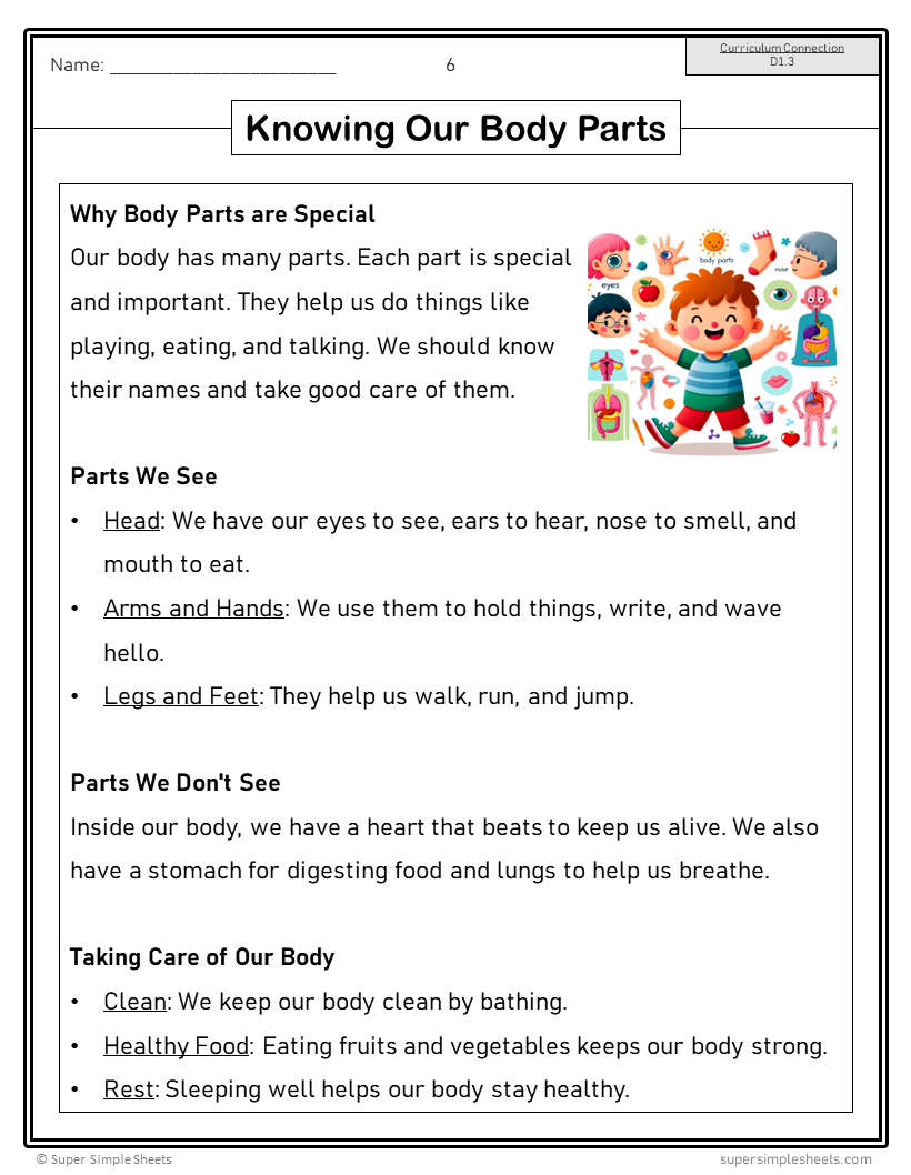 Ontario Grade 1 Health - Full Year Bundle – Super Simple Sheets