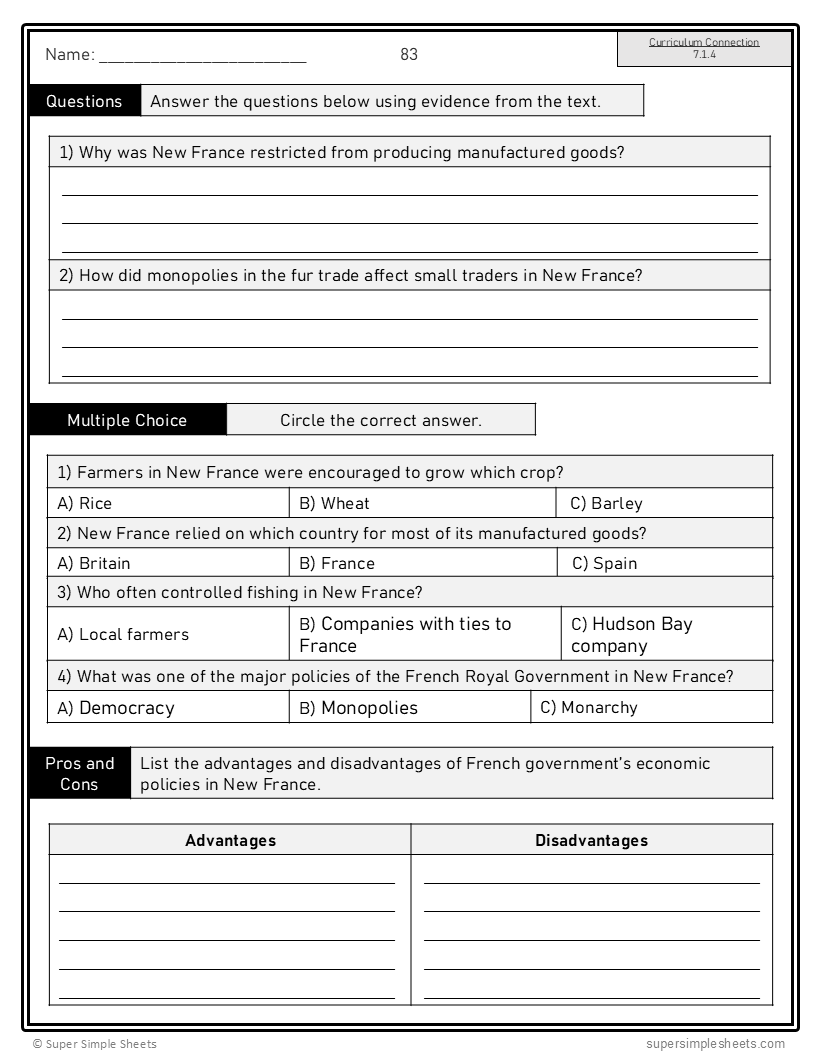 Alberta - Grade 7 Social Studies - FULL YEAR BUNDLE – Super Simple Sheets