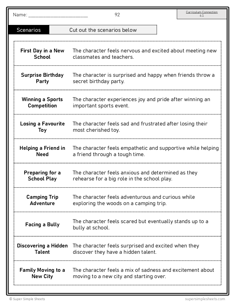 BC Arts Education - Grade 6 - Drama Unit – Super Simple Sheets