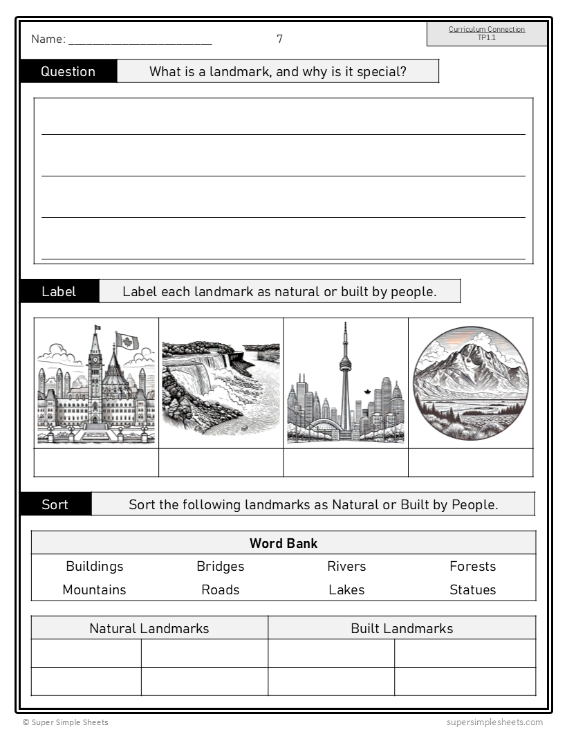 Alberta - Grade 1 Social Studies - FULL YEAR BUNDLE – Super Simple Sheets