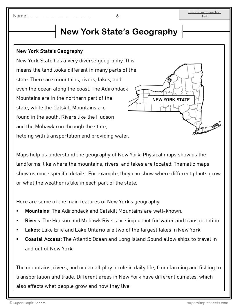 New York - Grade 4 Social Studies - FULL YEAR BUNDLE – Super Simple Sheets