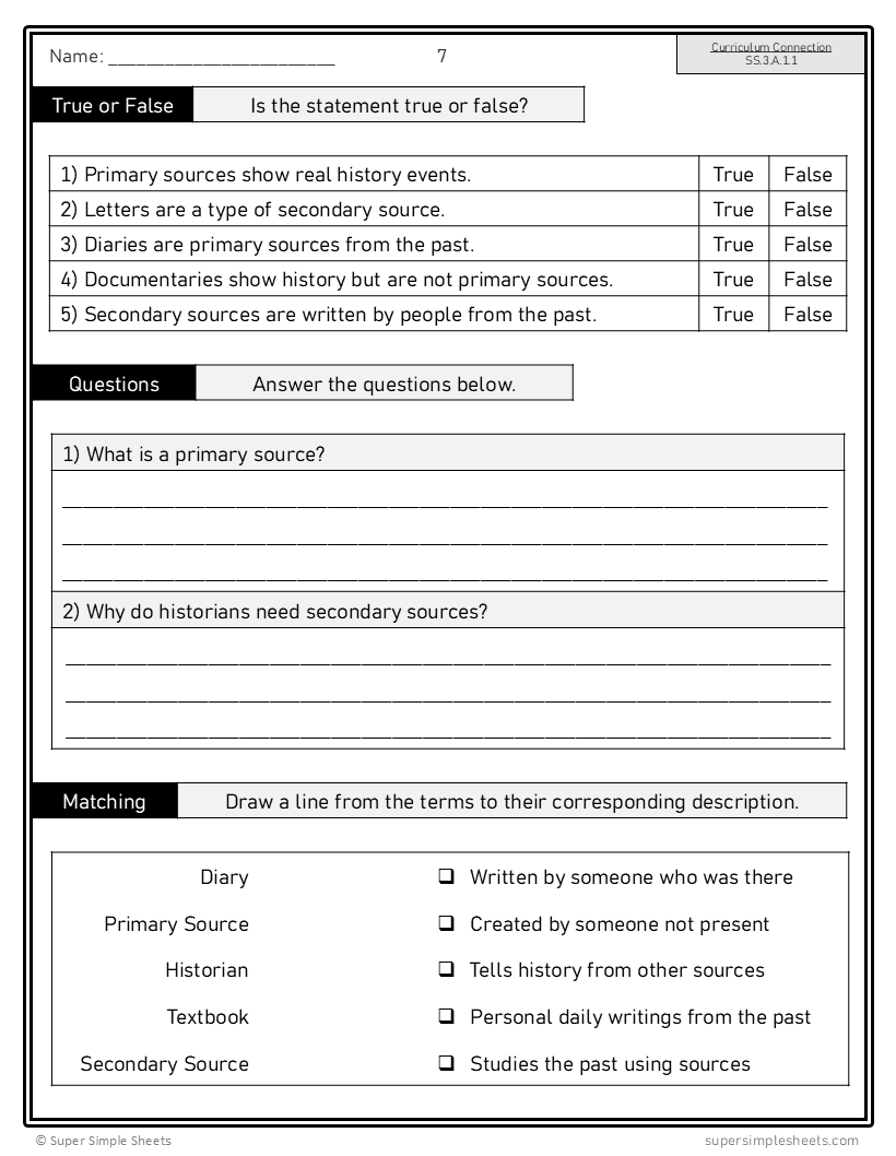 Florida - Grade 3 Social Studies - FULL YEAR BUNDLE – Super Simple Sheets