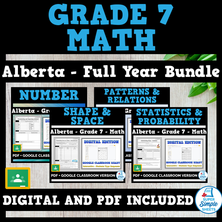 Alberta Grade 7 Full Year Bundle - Math - GOOGLE AND PDF – Super Simple ...