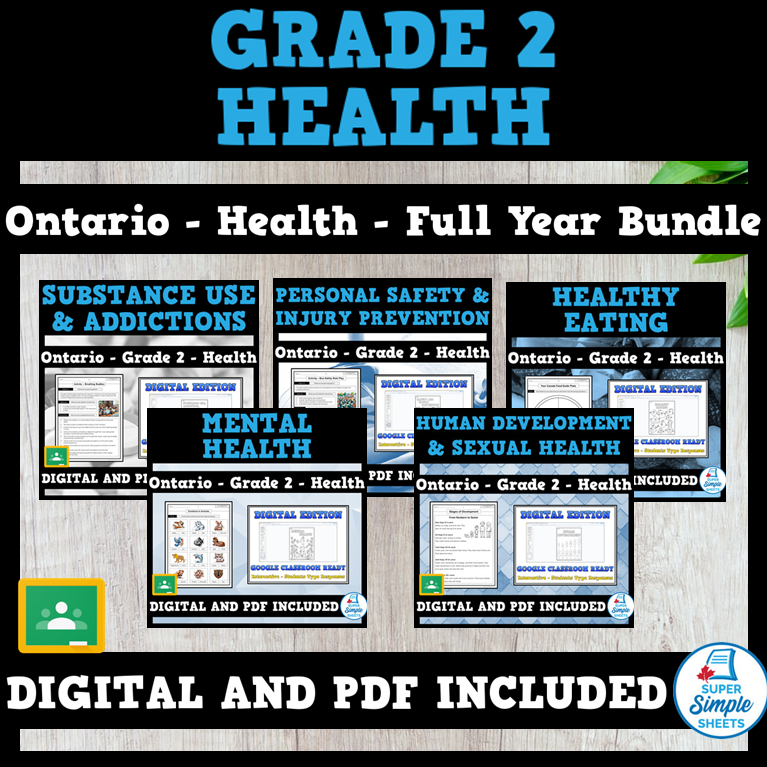 Ontario Grade 2 Health - Full Year Bundle – Super Simple Sheets