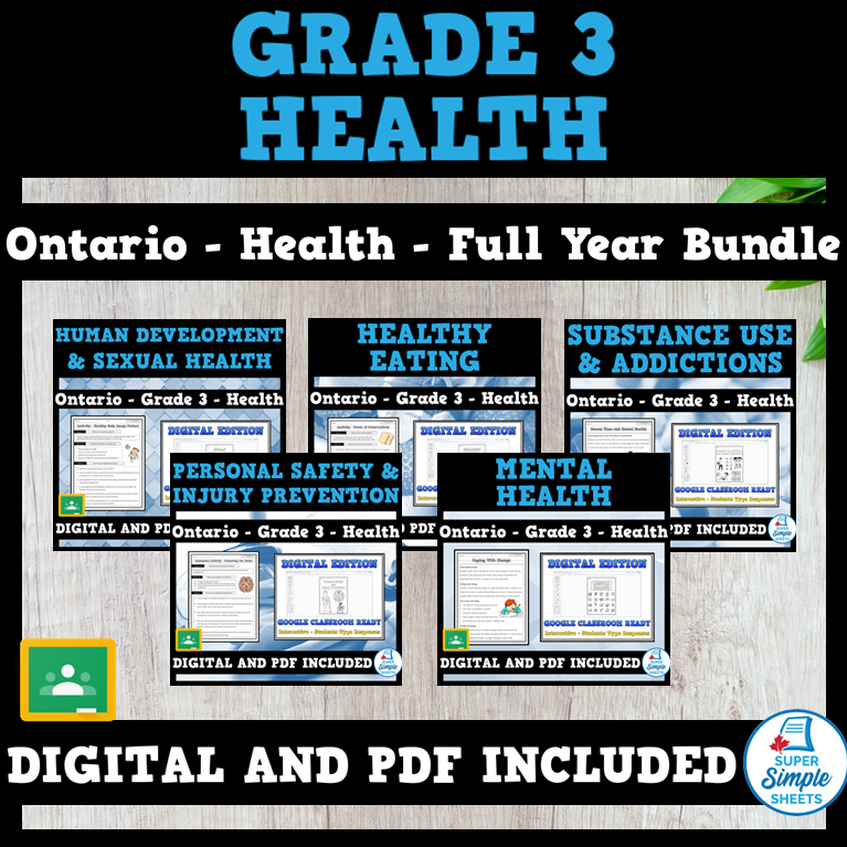 Ontario Grade 3 Health - Full Year Bundle – Super Simple Sheets
