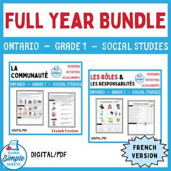 Ontario - Grade 1 - Social Studies/Études Sociales - FULL YEAR BUNDLE ...
