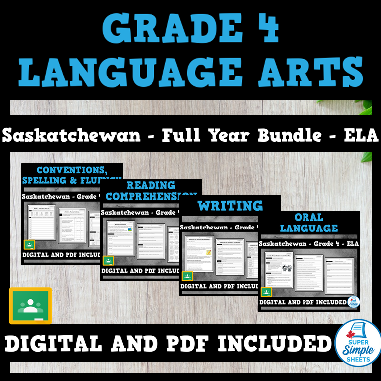 Saskatchewan Grade 4 Language Arts ELA - FULL YEAR BUNDLE – Super ...