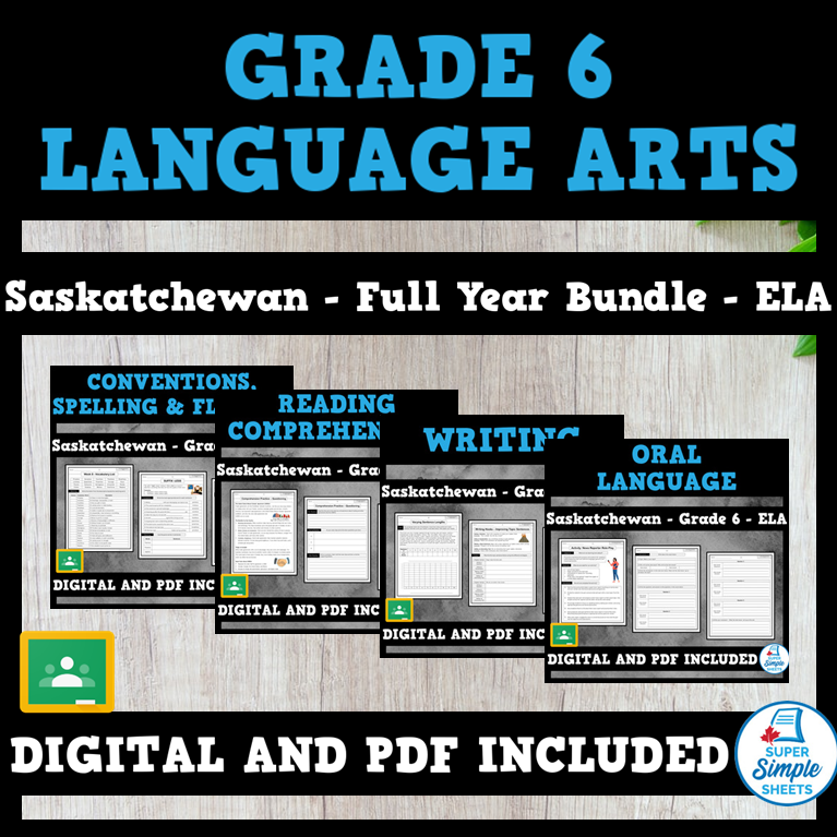 Saskatchewan Grade 6 Language Arts ELA - FULL YEAR BUNDLE – Super ...