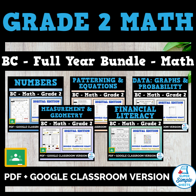 BC Math Grade 2 Full Year Bundle – Super Simple Sheets