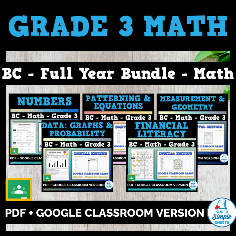 BC Math Grade 3 Full Year Bundle – Super Simple Sheets