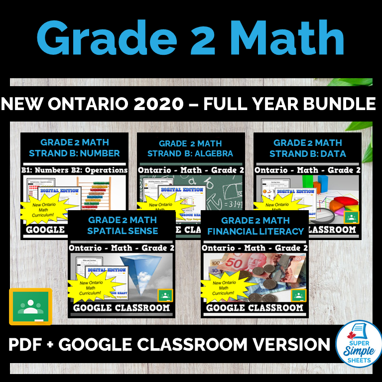 Grade 2 - Full Year Math Bundle - Ontario New 2020 Curriculum – Super ...