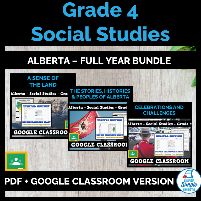 Alberta - Grade 4 - Social Studies - FULL YEAR BUNDLE – Super Simple Sheets