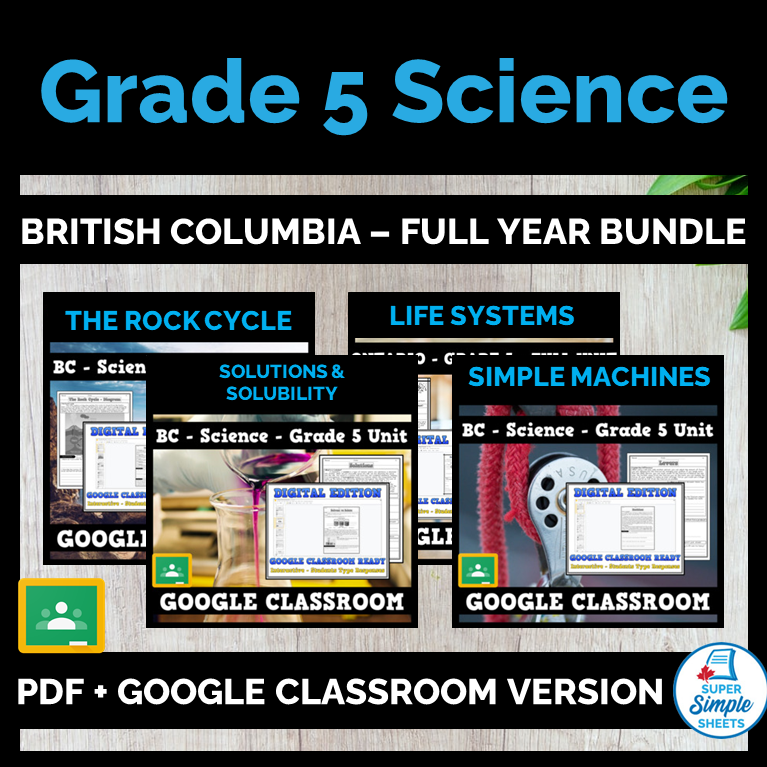 Grade 5 - BC Science Full Year Bundle – Super Simple Sheets