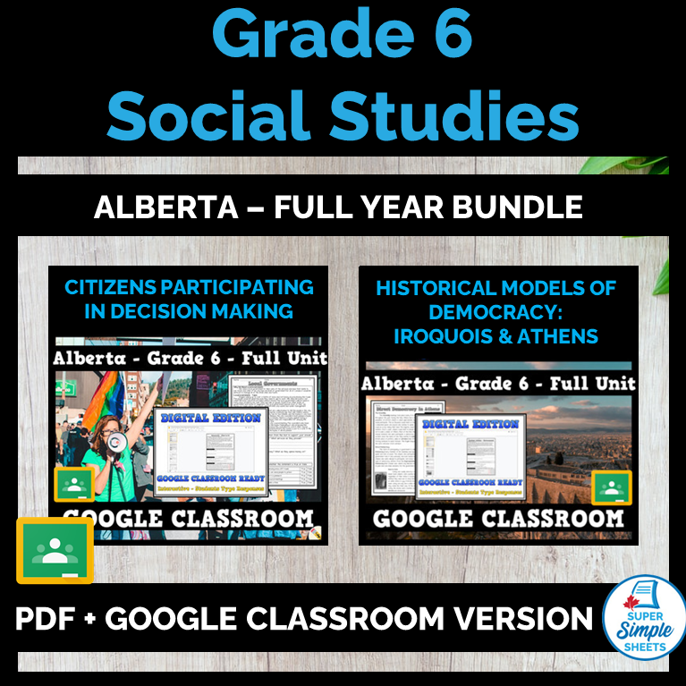 Alberta Grade 6 Social Studies Bundle - Democracy: Action and Particip ...