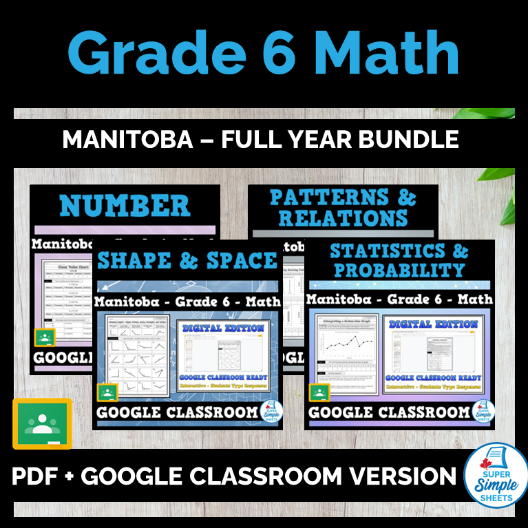 Grade 6 - Manitoba Math - Full Year Bundle – Super Simple Sheets