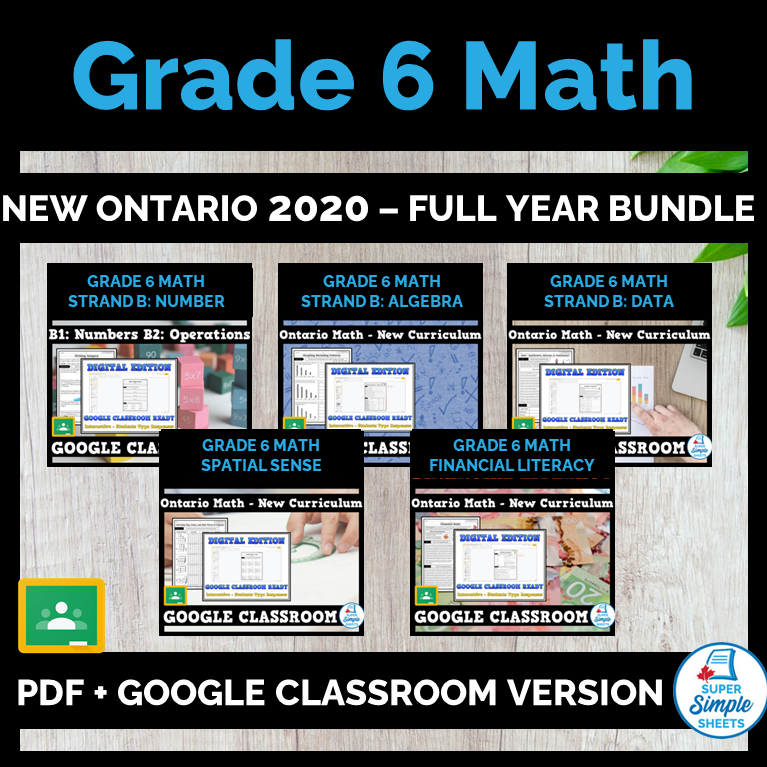 Grade 6 - Full Year Math Bundle - Ontario New 2020 Curriculum – Super ...