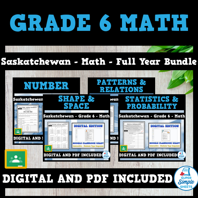 Saskatchewan Grade 6 Math - Full Year Bundle – Super Simple Sheets