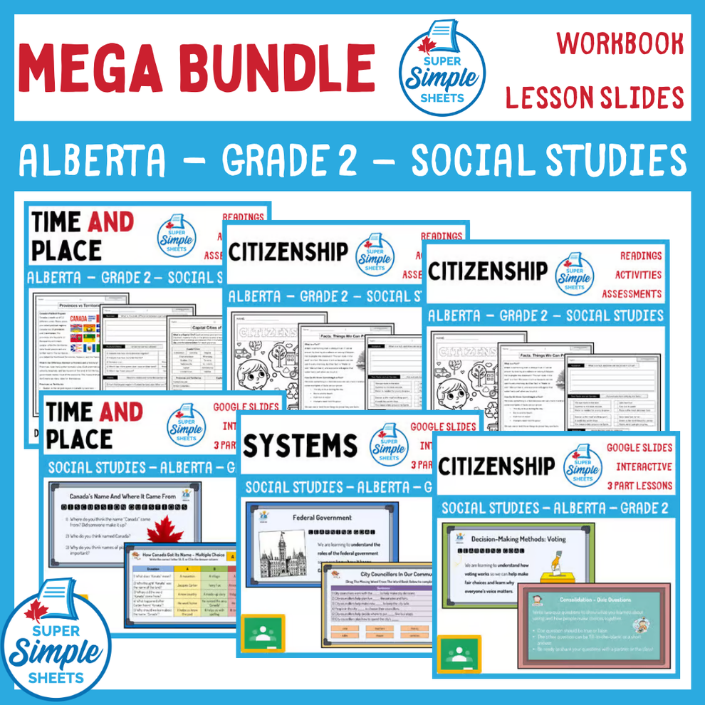 Grade 2 - NEW 2025 Alberta Social Studies - Lessons/Workbook Mega Bund ...