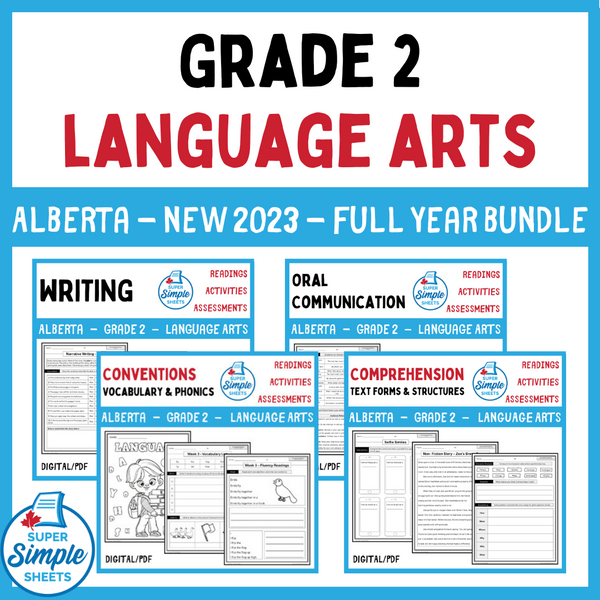 Alberta Grade 2 Language Arts ELA - FULL YEAR BUNDLE - NEW 2023 Curric ...