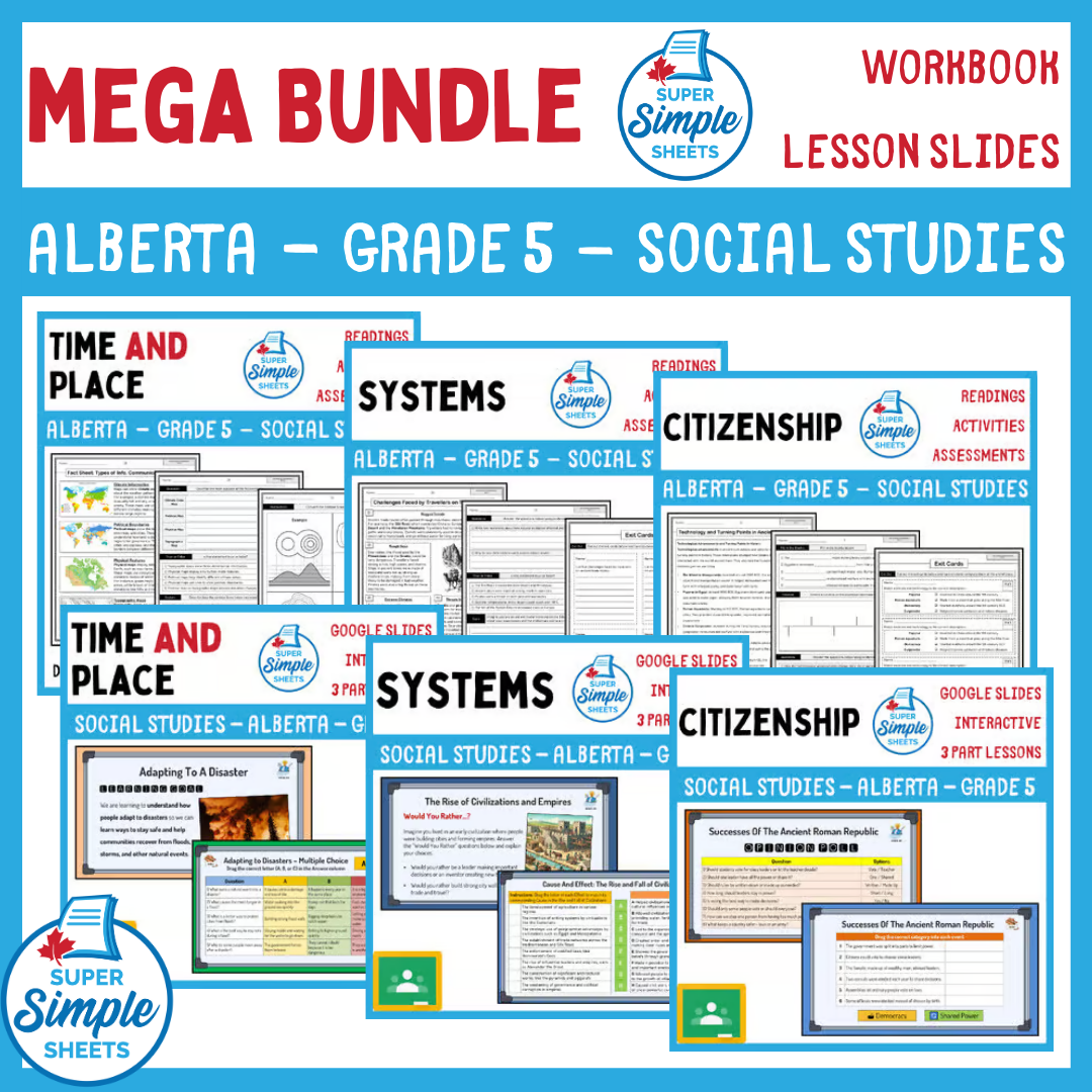 Grade 5 - Alberta NEW 2025 Social Studies - Lessons/Workbook Mega Bund ...