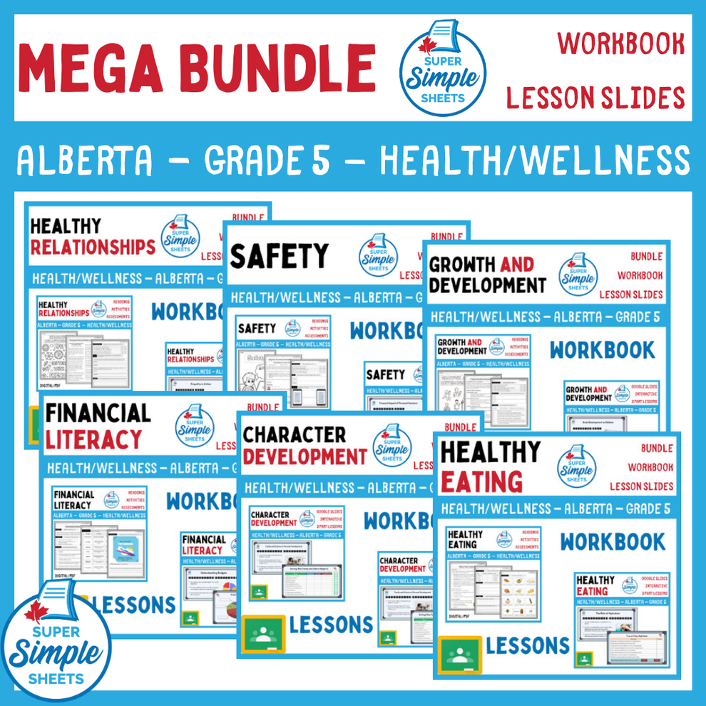 Alberta - Grade 5 - Health and Wellness - Lessons/Workbook Mega Bundle ...