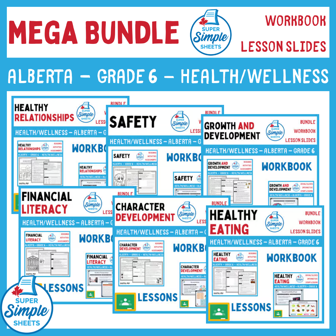 Alberta - Grade 6 - Health and Wellness - Lessons/Workbook Mega Bundle ...