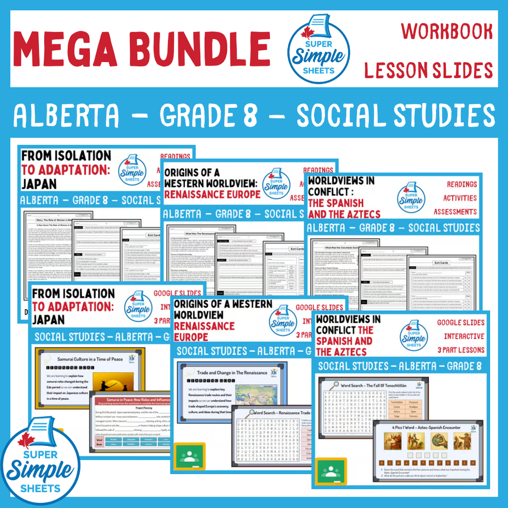 Grade 8 - Alberta Social Studies - Lessons/Workbook Mega Bundle – Super ...