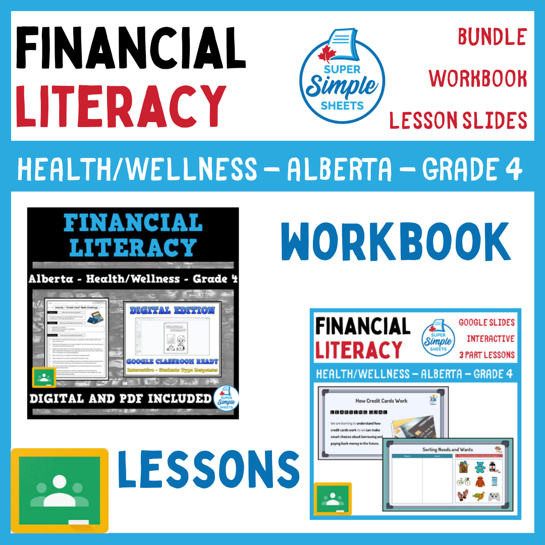 Financial Literacy - Grade 4 - Alberta Health - Lessons/Workbook Bundl ...