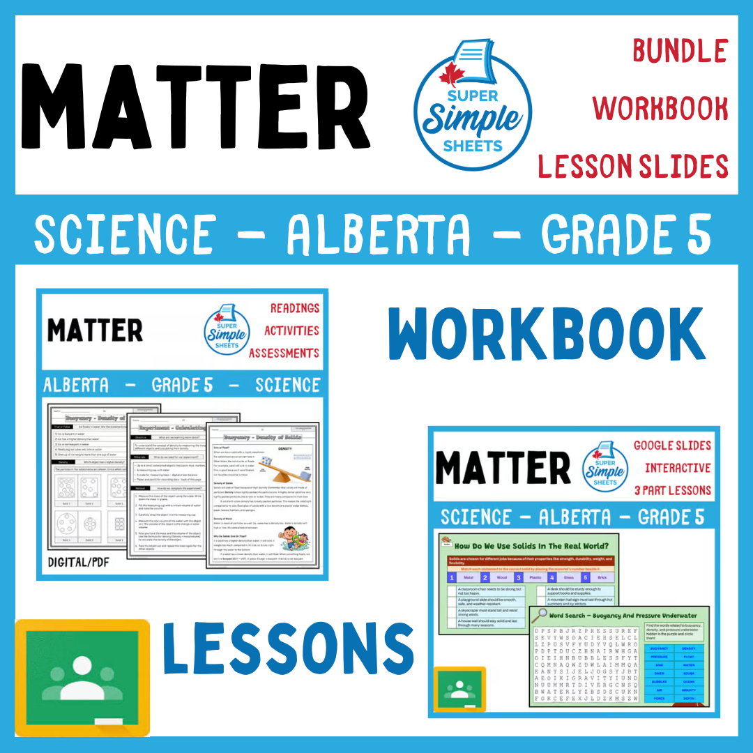 Grade 5 - Matter Unit - Alberta Science - Lesson/Workbook Bundle ...