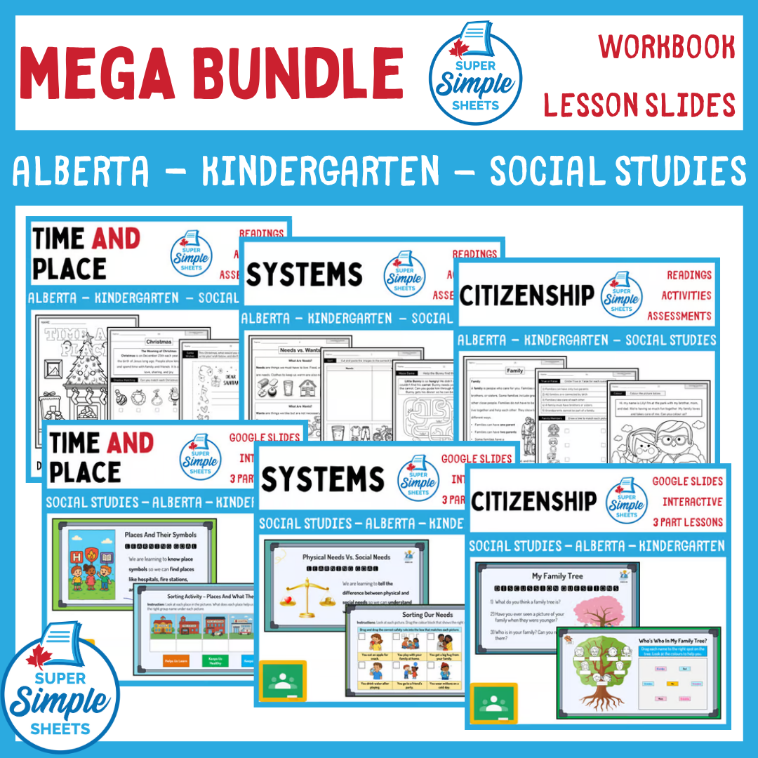 Kindergarten - NEW Alberta Social Studies - Lessons/Workbook Mega Bund ...
