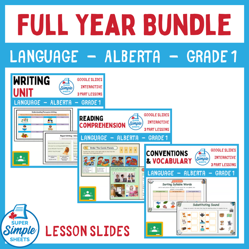Grade 1 - Alberta Language - Google Lesson Slides - Full Year Bundle ...