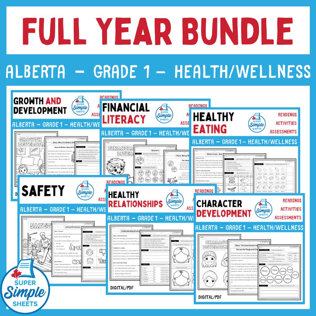 Alberta Grade 1 Health - Full Year Bundle – Super Simple Sheets