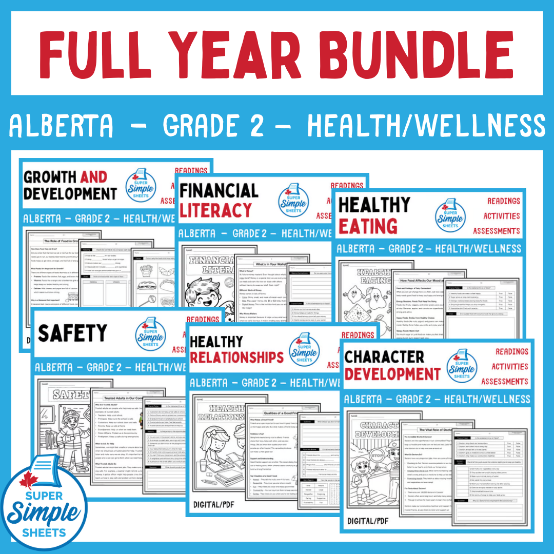 Alberta Grade 2 Health - Full Year Bundle – Super Simple Sheets