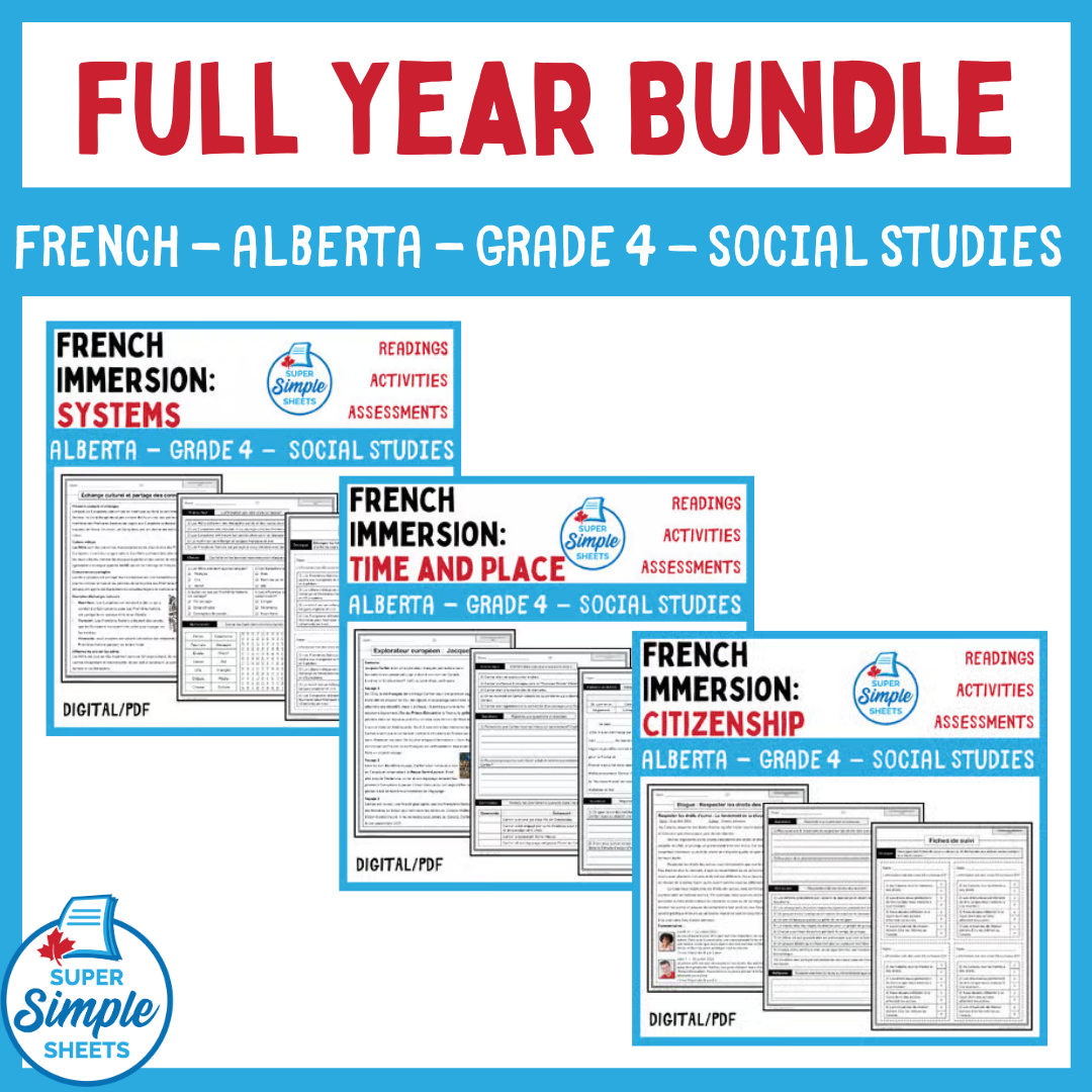 Alberta - Grade 4 Social Studies - French Immersion - FULL YEAR BUNDLE ...
