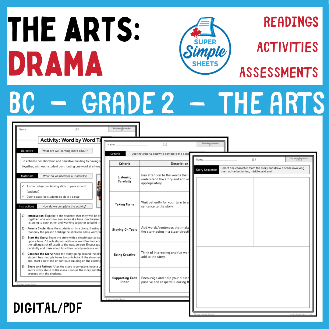 BC Arts Education - Grade 2 - Drama Unit – Super Simple Sheets